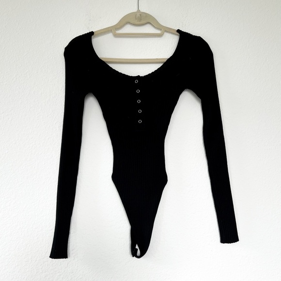 Missguided Tops Missguided Ribbed Long Sleeve Bodysuit Poshmark